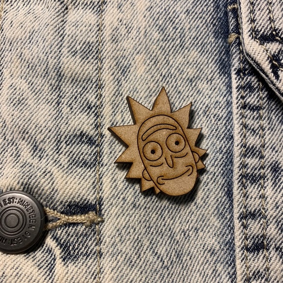 stumpted art | Accessories | Rick Rick And Morty Wooden Lapel Pin ...
